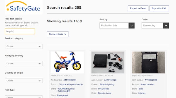 Rapid alert system of information on unsafe products